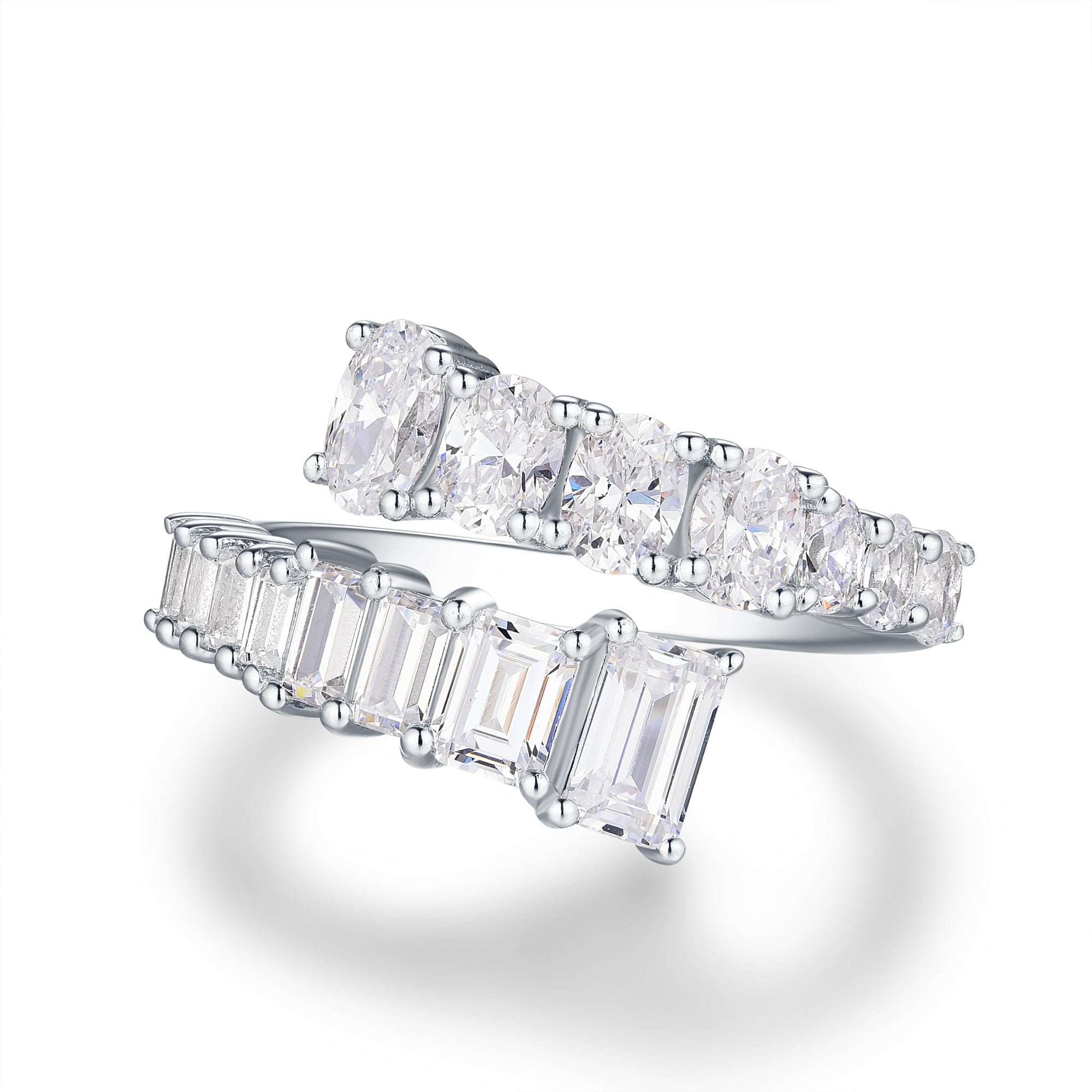 Oval & Emerald Cut Wrap Ring